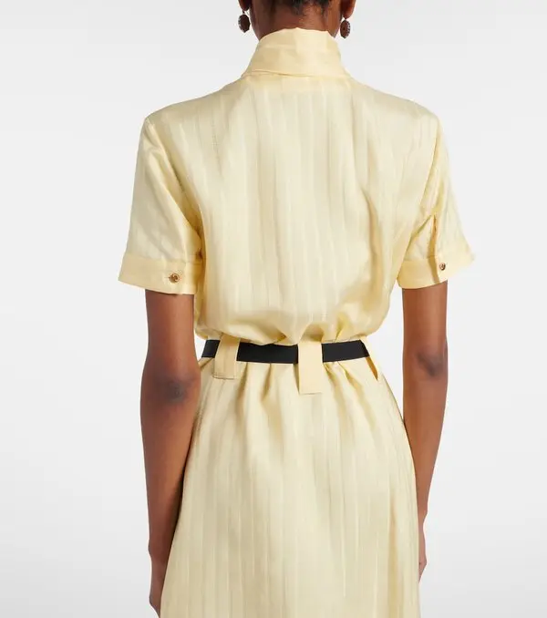 Versace Greca Jacquard Satin Shirt Dress