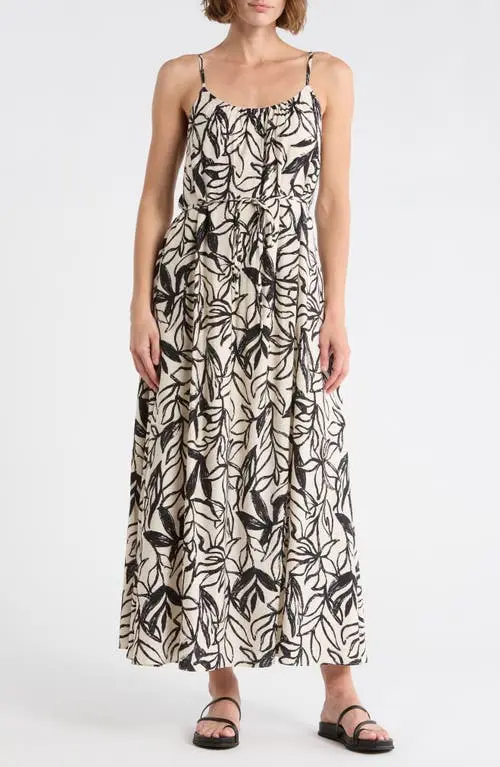 Sam Edelman Sleeveless Floral Print Maxi Dress - Black/cream