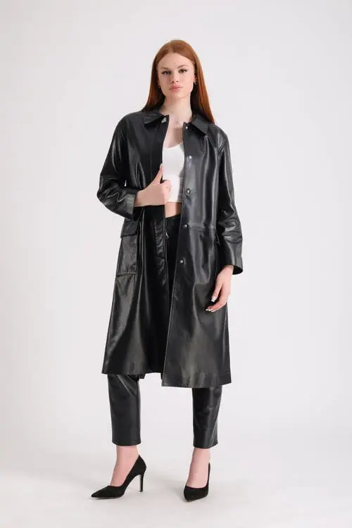 FURNIQ UK Pimlico Leather Trench Coat