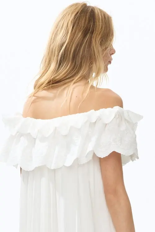 H&m Off-the-shoulder Frill-trimmed Dress