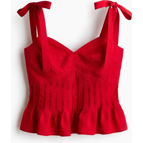H&m Linen-blend Tie-strap Top