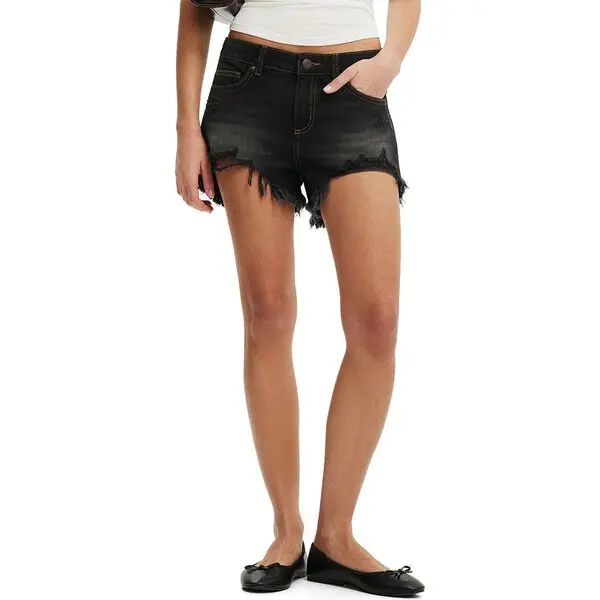 COTTON ON Saturday Low Rise Denim Cutoff Shorts - Drift Black