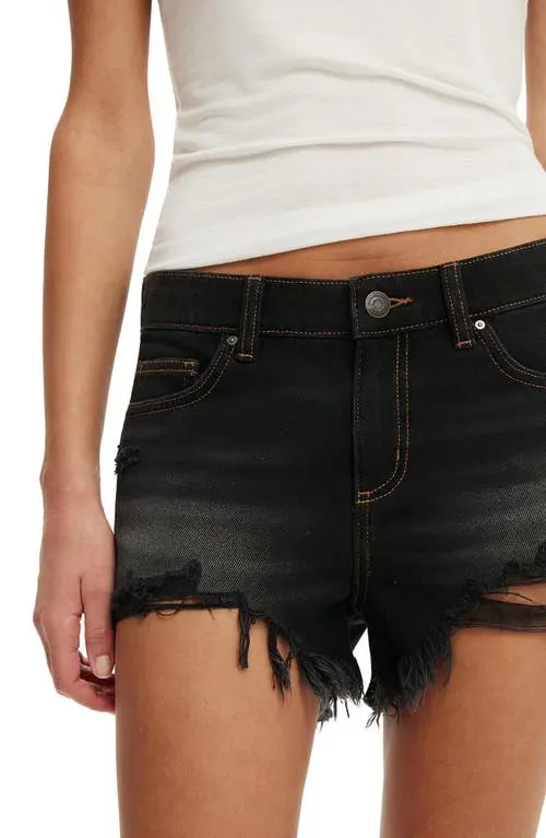 COTTON ON Saturday Low Rise Denim Cutoff Shorts - Drift Black