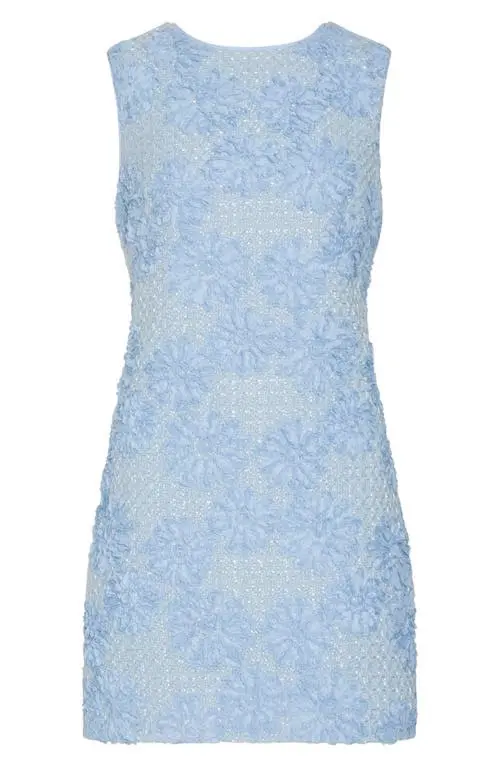 MILLY Ivette Tweed Floral Appliqué Shift Minidress
