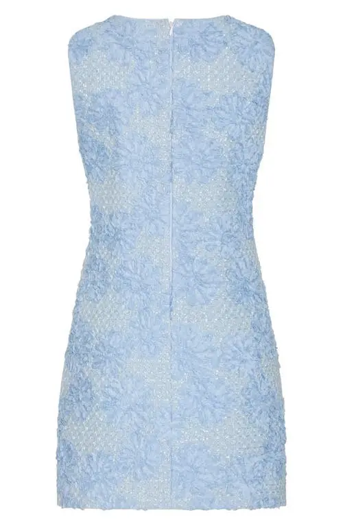 MILLY Ivette Tweed Floral Appliqué Shift Minidress