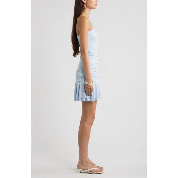Bp. Strapless Drop Waist Flounce Minidress - Blue Bird