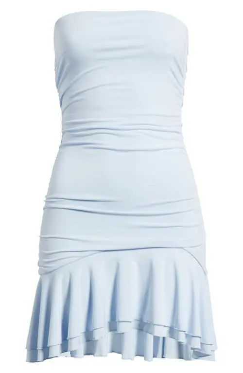 Bp. Strapless Drop Waist Flounce Minidress - Blue Bird
