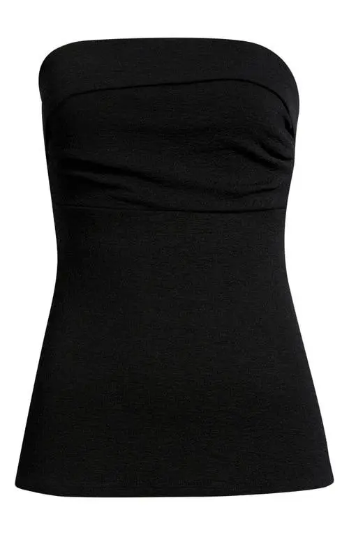 OPEN EDIT Puckered Crepe Bandeau Top - Black