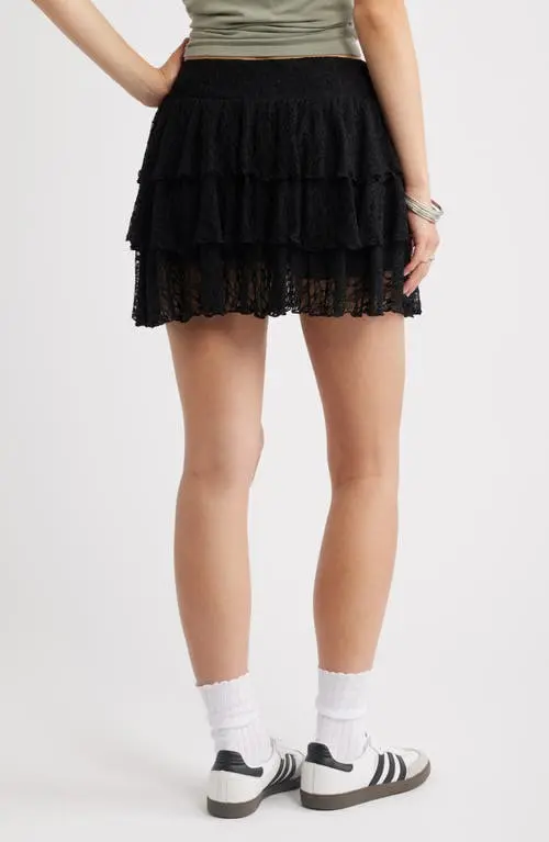 Bp. Lace Tiered Mini Skort - Black