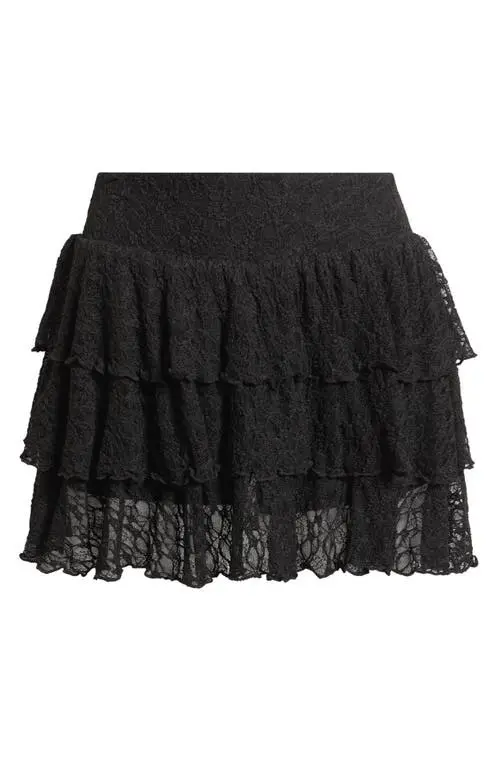 Bp. Lace Tiered Mini Skort - Black