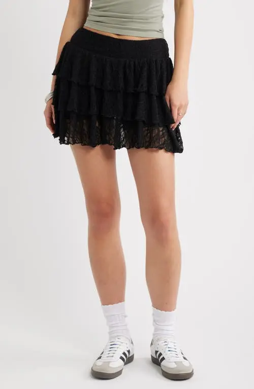 Bp. Lace Tiered Mini Skort - Black