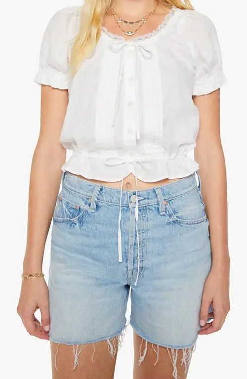 MOTHER The Love Letter Cotton Drawstring Waist Shirt - White