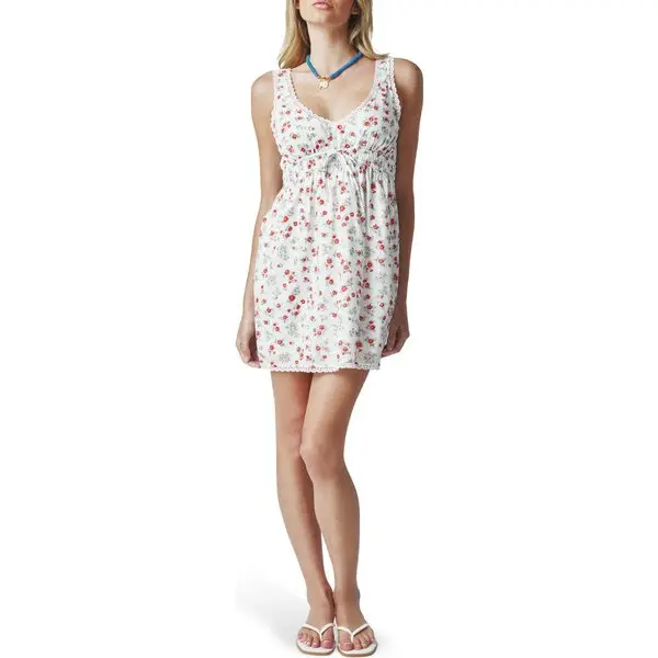 FLORENCE BY MILLS Ditsy Floral Lace Trim Mini Dress - Cayenne/forest