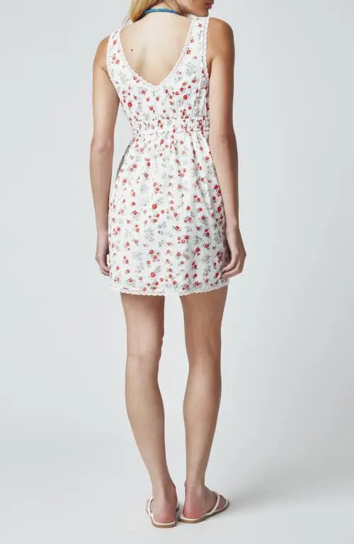 FLORENCE BY MILLS Ditsy Floral Lace Trim Mini Dress - White/cayenne
