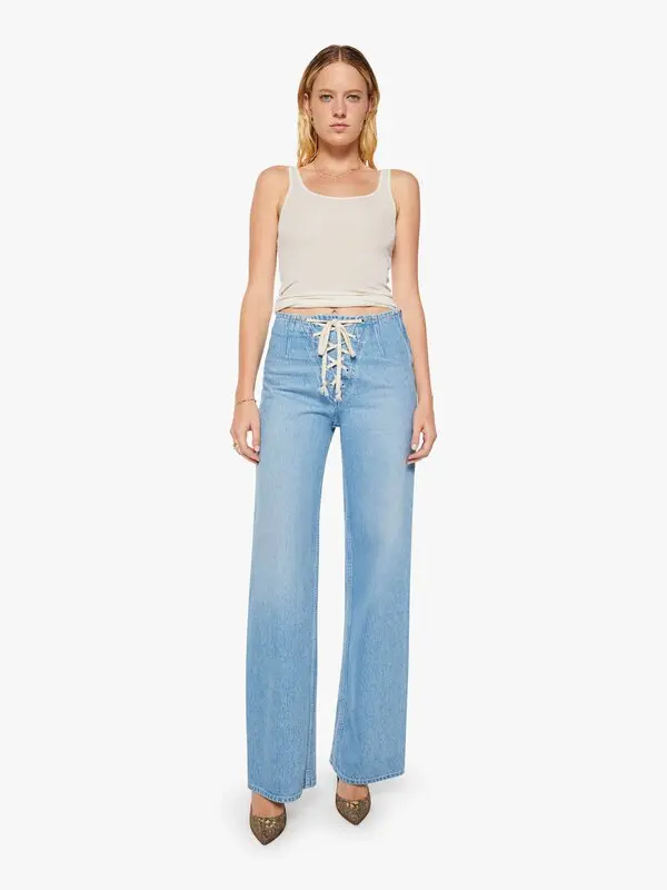 MOTHER Snacks! The Laced Up Smoothie Sneak Munchies Jeans - Light Blue