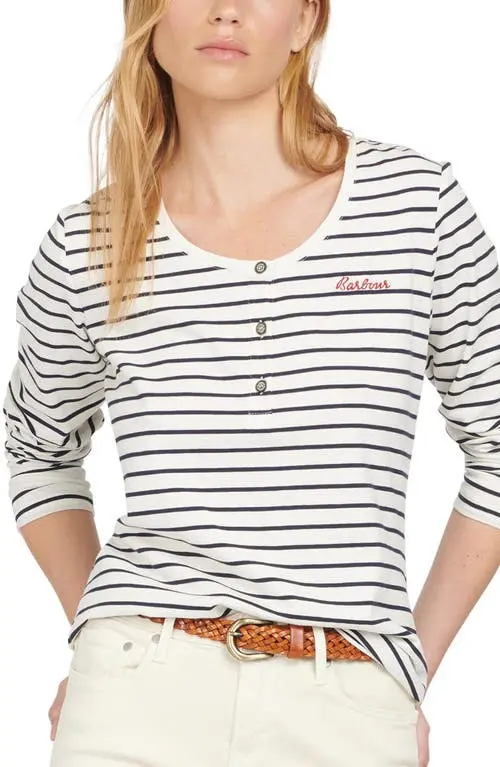 Barbour Stripe Logo Stretch Cotton Top - Cloud Stripe