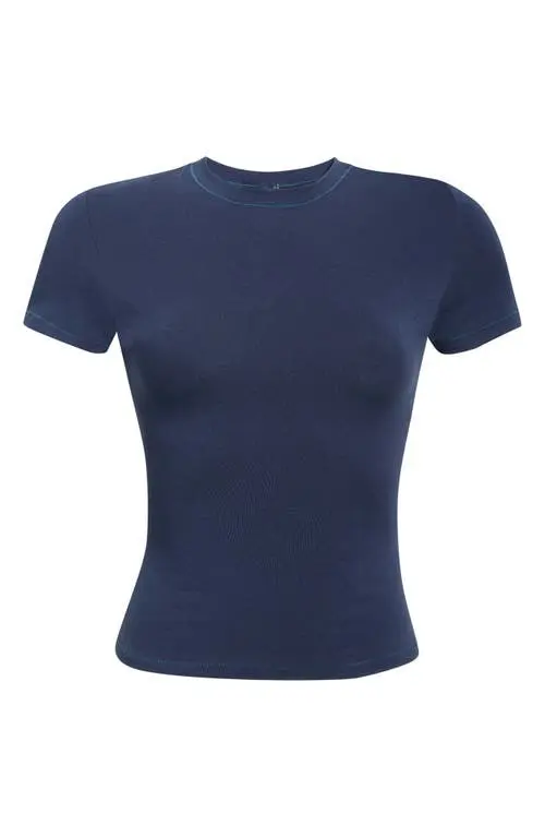 SKIMS Crop Cotton Blend T-shirt - Navy