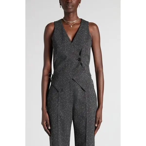 Alexander McQueen Lace-up Wool Blend Slub Vest - Grey