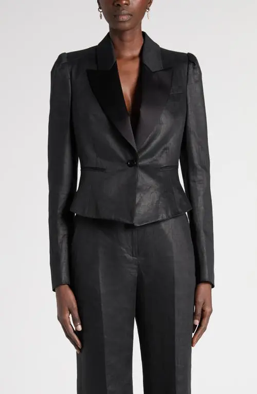 Alexander McQueen Peak Lapels Puff Sleeve Linen Jacket