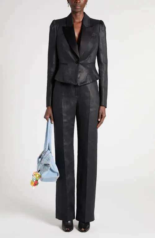 Alexander McQueen Peak Lapels Puff Sleeve Linen Jacket