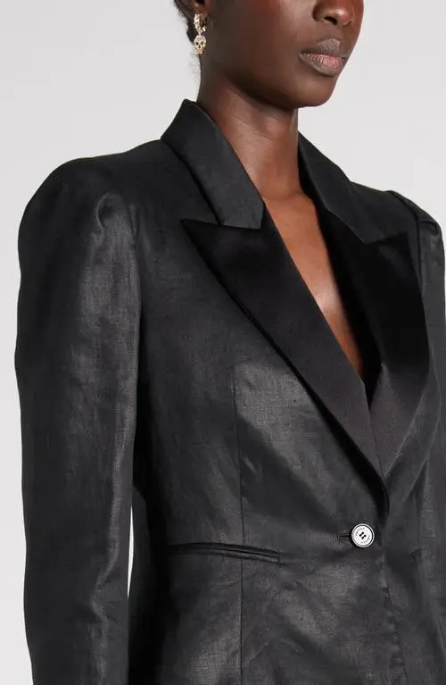 Alexander McQueen Peak Lapels Puff Sleeve Linen Jacket