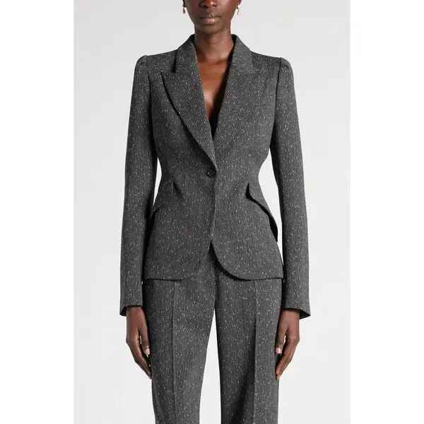 Alexander McQueen One-button Puff Sleeve Stretch Wool Jacket