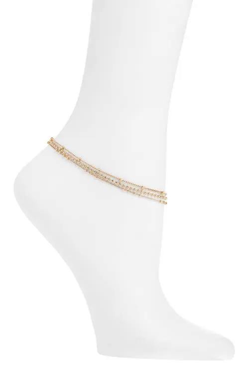 Nordstrom Triple Chain Beaded Anklet - Gold