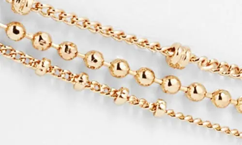 Nordstrom Triple Chain Beaded Anklet - Gold