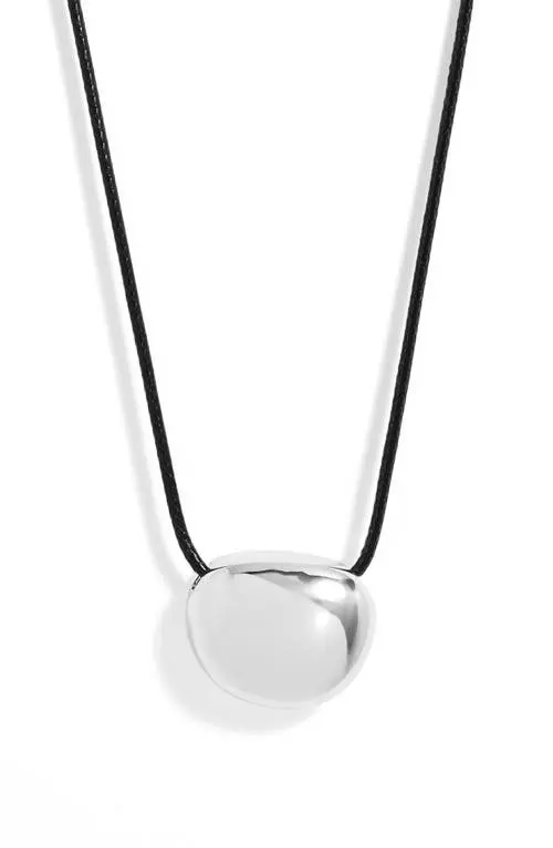 Nordstrom Polished Orb Cord Necklace - Black- Silver
