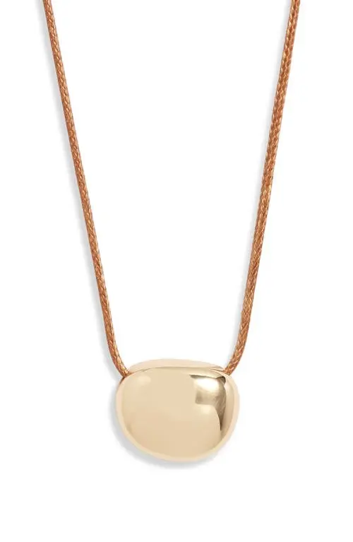 Nordstrom Polished Orb Cord Necklace - Brown- Gold
