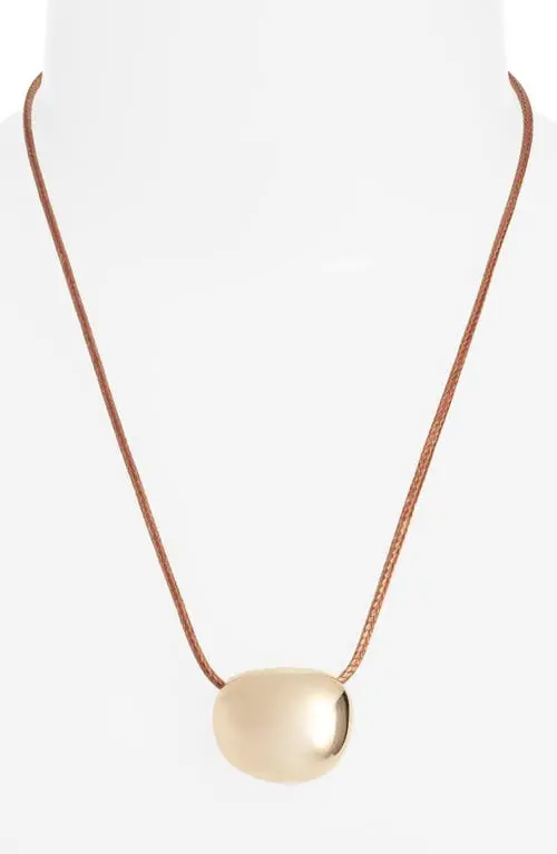 Nordstrom Polished Orb Cord Necklace - Brown- Gold