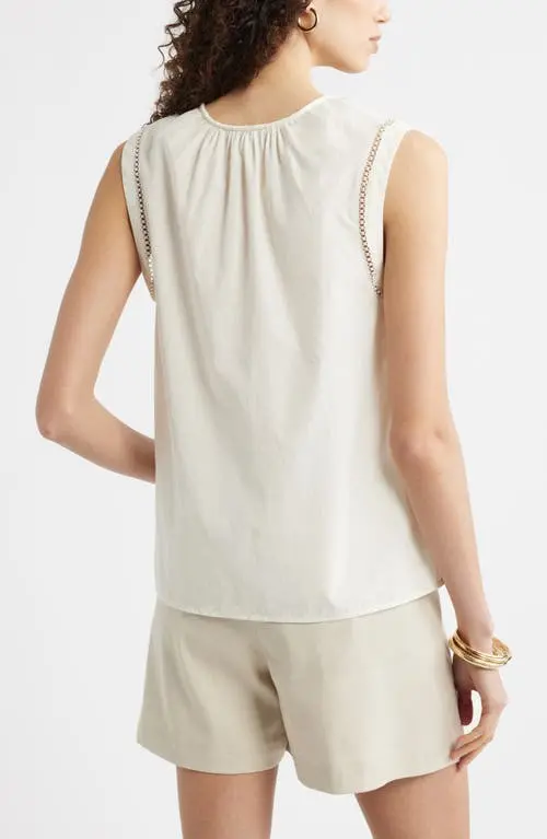 Nordstrom Lace Inset Tie Front Top - Ivory Tofu