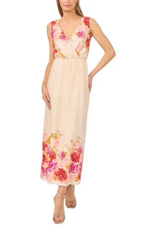 Halogen Floral Print Sleeveless Back Tie Maxi Dress - Buttercream