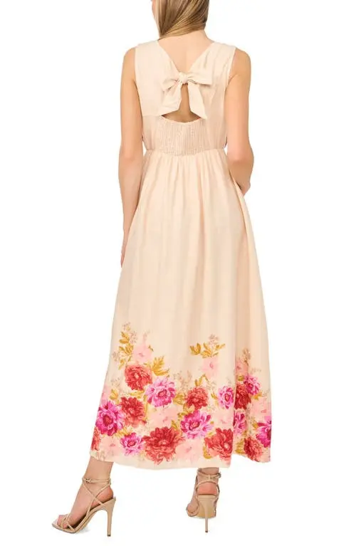 Halogen Floral Print Sleeveless Back Tie Maxi Dress