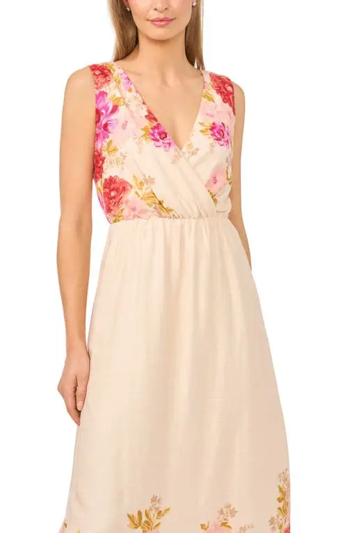 Halogen Floral Print Sleeveless Back Tie Maxi Dress