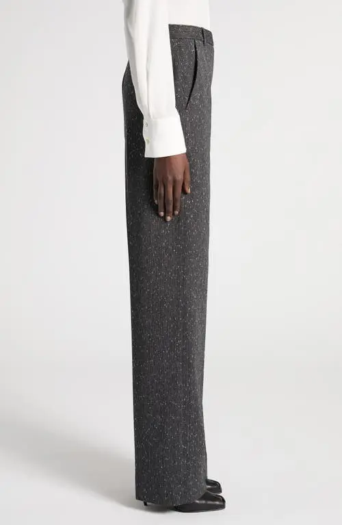 Alexander McQueen High Waist Wool Blend Slub Straight Leg Pants