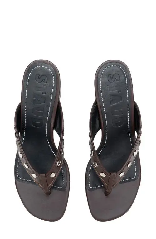 Staud Nova Studded Thong Block Heel Sandal