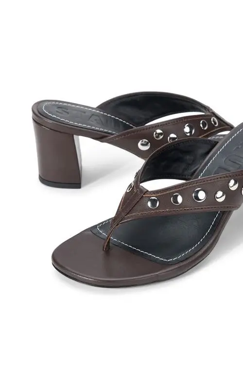 Staud Nova Studded Thong Block Heel Sandal
