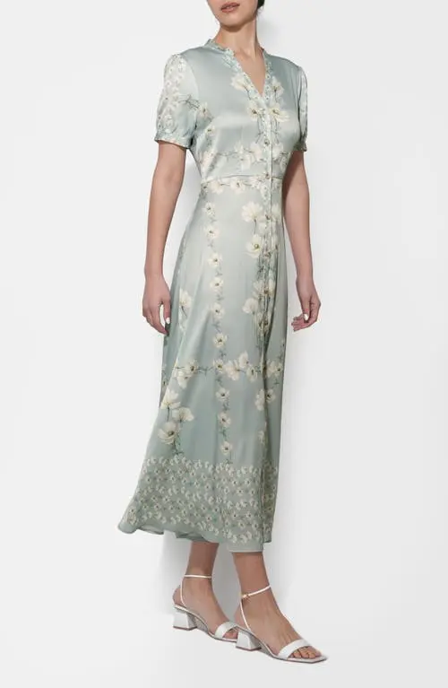 Adelyn Rae Floral Print Satin Maxi Dress