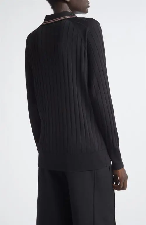 WALES BONNER Roots Long Sleeve Rib Polo