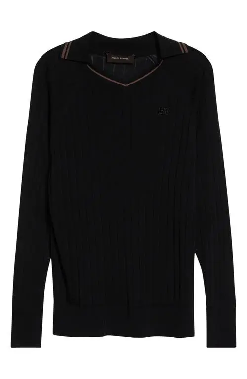 WALES BONNER Roots Long Sleeve Rib Polo