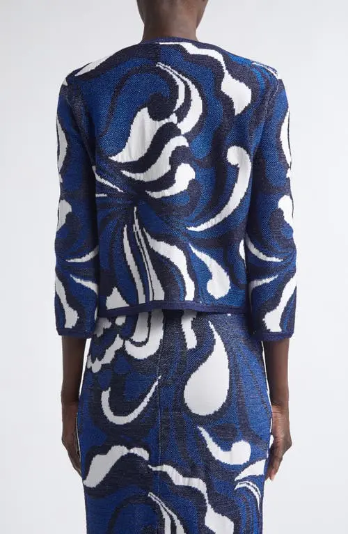 St. John Nancy Midcentury Scroll Jacquard Knit Jacket