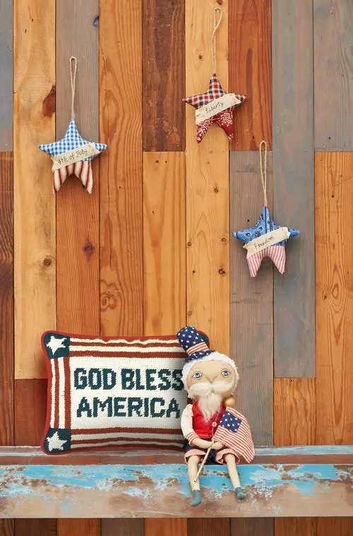 C&F HOME Patriotic "god Bless America" Needlepoint Mini Accent Pillow