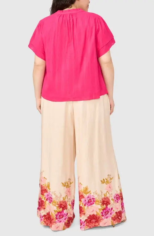 Halogen Ruffle Neck Flutter Sleeve Top