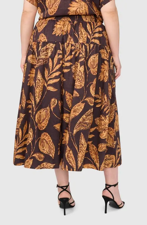 Halogen Tiered Floral Cotton Maxi Skirt