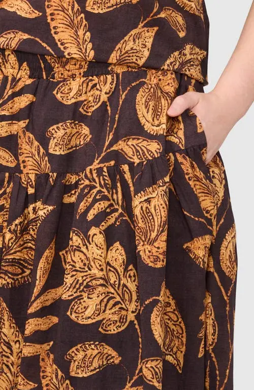 Halogen Tiered Floral Cotton Maxi Skirt