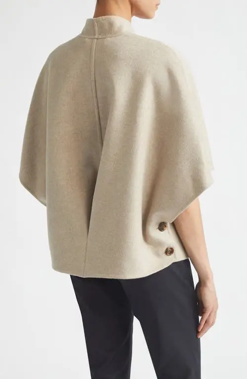 Max Mara Cashmere Cape With Leather Trim