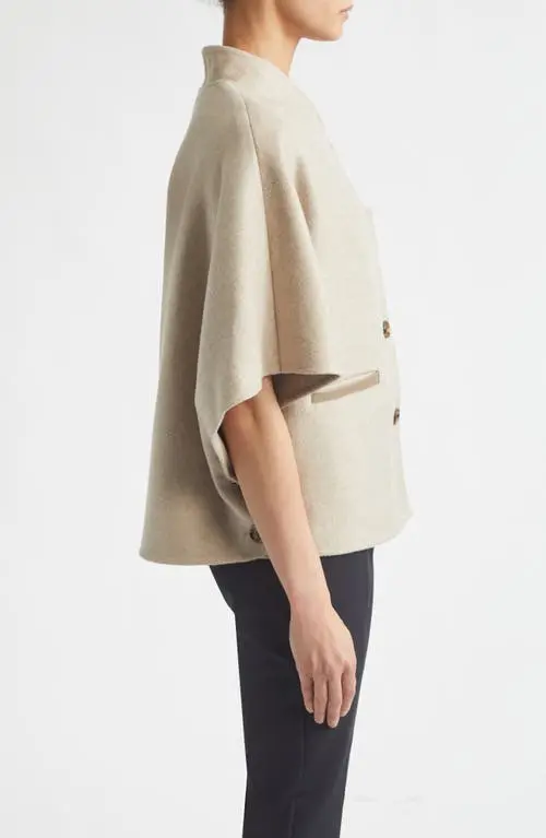 Max Mara Cashmere Cape With Leather Trim