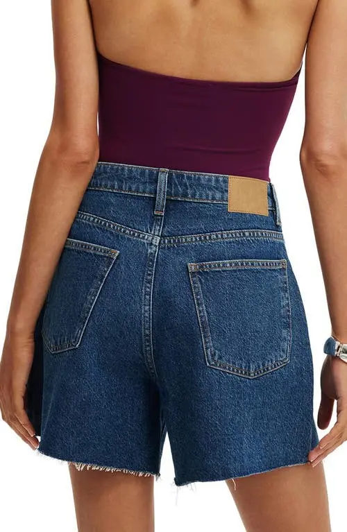 COTTON ON High Waisted '90s Denim Shorts With Raw Hems