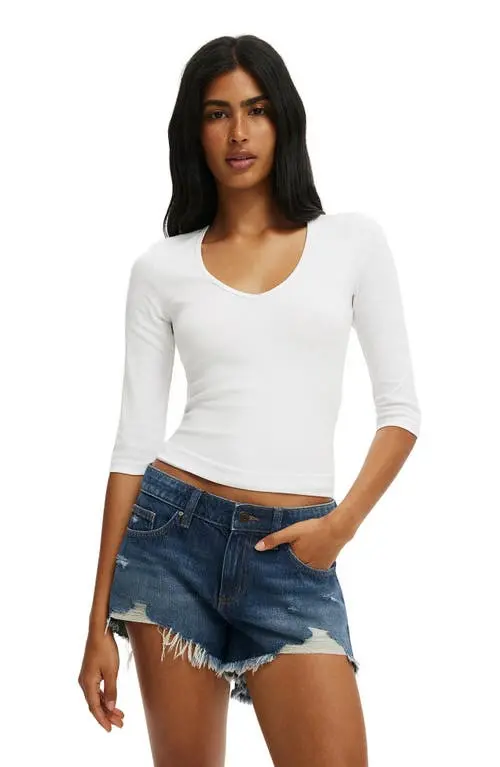 COTTON ON Saturday Low Rise Denim Cutoff Shorts - Harbour Blue
